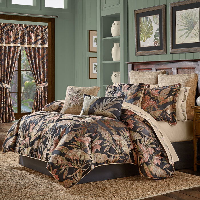 Bayou Breeze Mcevoy Black Brown Green Microfiber 4 Piece Comforter Set
